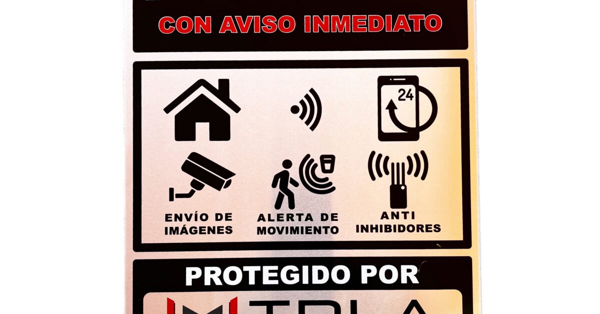 Cartel disuasorio alarma ajax aluminio y acabado negro ,rojo , naranja ...