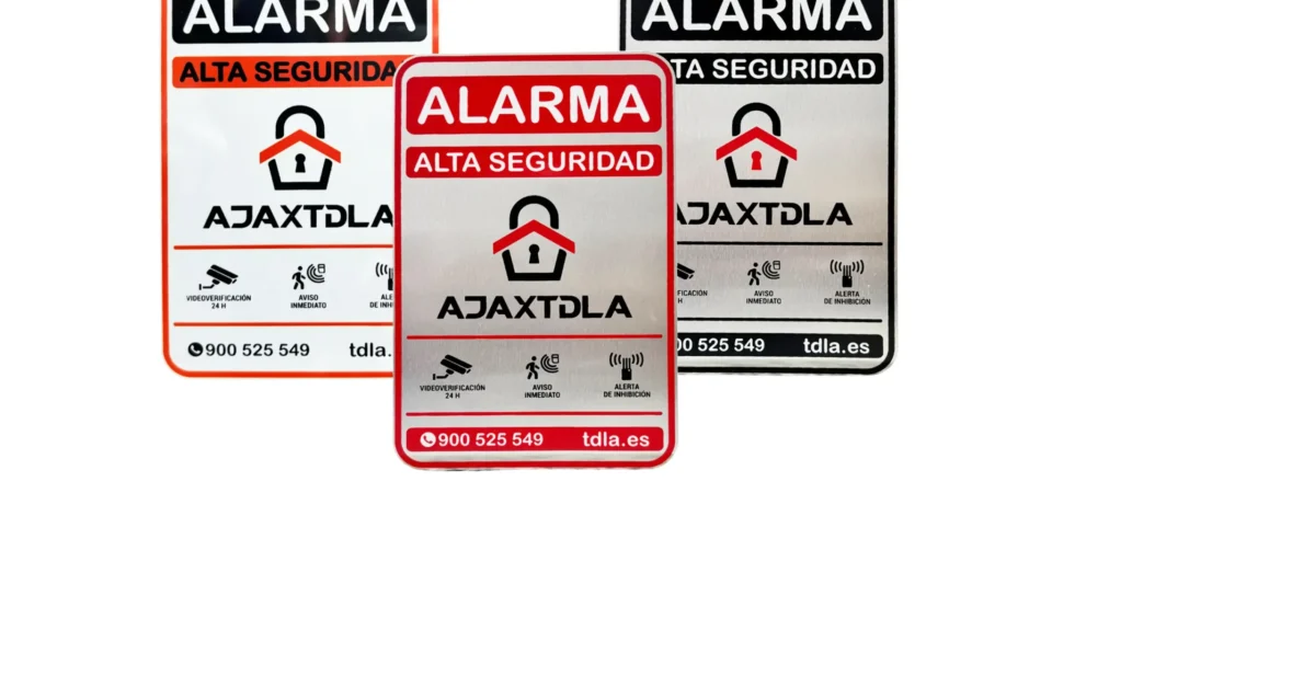 Cartel disuasorio alarma ajax aluminio y acabado negro o rojo – Tienda ...